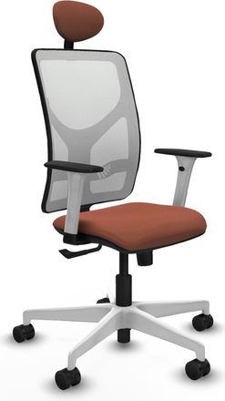 Piqueras y Crespo B&uuml;rostuhl mit wei&szlig;en und schwarzen Armlehnen, h&ouml;henverstellbare Lendenwirbelst&uuml;tze und festes Kopfteil, ausgestattet mit 3 Positionen, Wei&szlig;/Braun