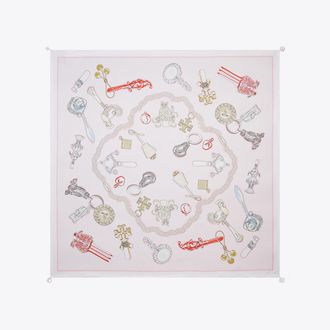 Tory Burch Damen Quadratisches Seidentuch mit Rassel-Print