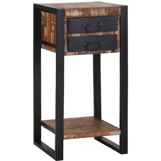 vidaXL Vidaxl - Beistelltisch mit Regal Mehrfarbig Massives recyceltes Holz