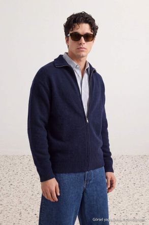 Trendyol MAN Herren Dunkelblau Einfarbig Lang, Oversize Cardigans