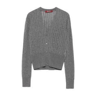 Max Mara Femme, Pulls, Gris, Taille: 40 FR Pull Soie Laine Col V Gris