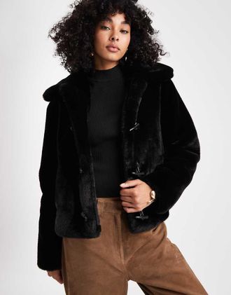 Brave Soul Duffle-coat court en fausse fourrure - Noir