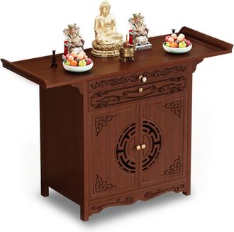 Generic Startseite, Meditationsaltar mit Schublade, Kleiner Altartisch aus Holz mit Stauraum, buddhistischer Altarschrank f&uuml;r spirituelle Meditation