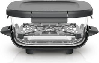 Ninja CRISPi 1,4-l-TempWare-Glasbeh&auml;lter mit Schnappverschluss-Deckel, w&auml;rmebest&auml;ndiger Hei&szlig;luftfritteusen-Glasbeh&auml;lter f&uuml;r Zubereitung, Kochen & Lagerung, 