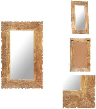vidaXL Miroir 80x50 cm Bois de manguier massif - Miroir D&eacute;coratif - Miroir Mural - Miroir En Bois - Miroir Design - Miroir Vintage