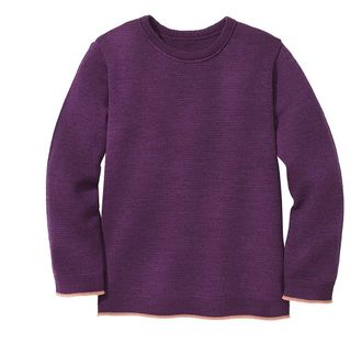 Disana Strick-Pullover, 100% Bio-Merinowolle GOTS, IVN Best | Zeitloses Design | Kleinkind, Kind, Unisex | Made in Germany| Pflaume Gr. 86-92