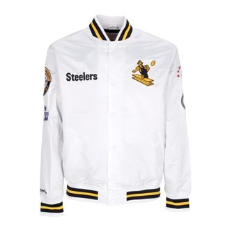 Mitchell & Ness Homme, Vestes, Blanc, Taille: XL Veste Bomber Pittsburgh Steelers Blanc
