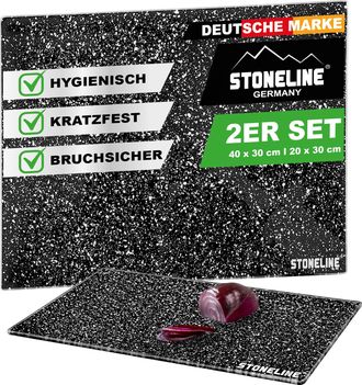 STONELINE Stoneline Glas Schneidebrett, Schneidbretter Set 2-teilig, Stoneline Optik, hitzebeständig, Schneidbrett für Fleisch, Fisch, Obst, Gemüse