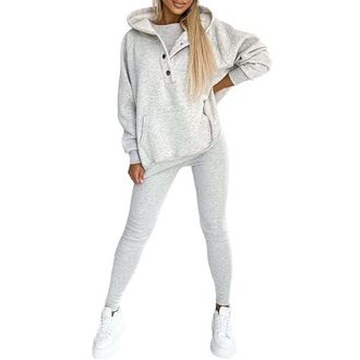 Generic Ensemble de d&eacute;tente pour femme avec capuche et pantalon imprim&eacute; d&eacute;contract&eacute; &agrave; capuche et pantalon imprim&eacute; pour femme - Ensemble de v&ecirc;tements de d&eacute;tent