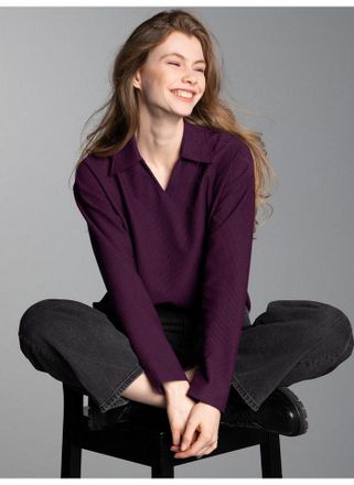 Trigema Poloshirt TRIGEMA Sweatshirt mit Kragen und V-Ausschnitt (1-tlg)