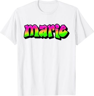 BDAZ Marie Graffiti Personalisierter Name Gr&uuml;n Rosa Frauen M&auml;dchen T-Shirt