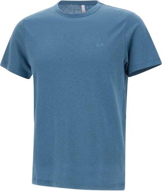 Sun 68 Homme, Tops, Bleu, Taille: 2XL Jersey Linen T-Shirt
