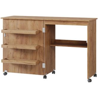 Vicco table de couture Carmen, Ch&ecirc;ne, 118x77.5cm avec 3 &eacute;tag&egrave;res, Vicco