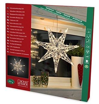 Konstsmide LED Acryl Stern, gro&szlig;, 32 warm wei&szlig;e Dioden, 24V Innentrafo, transparentes Kabel - 6110-103