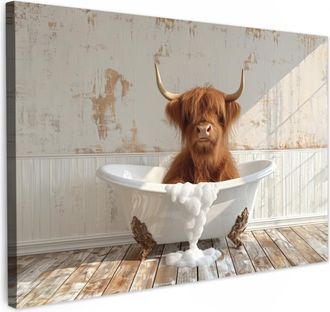 MuchoWow © Leinwand 120x80 cm Deko Schlafzimmer Aesthetic Leinwandbilder Badezimmer WC Toilette Gemälde Foto Geschenk Living Room Decoration Giraffe - Wilde Ti