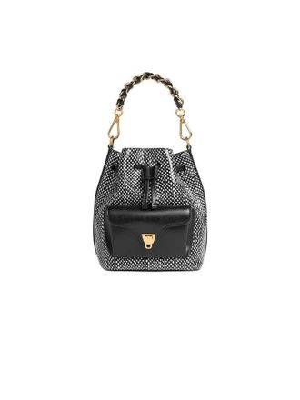 Coccinelle Elaphe-Printed Leather Shoulder Bag - Black