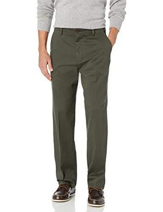 Dockers Easy Khaki D3 Classic-Fit Flat-Front Pant, Olive Grove, 33 32