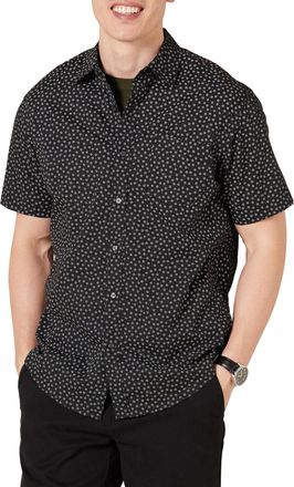 Amazon Essentials Herren Kurz&auml;rmeliges Hemd mit Aufdruck, Normale Passform, Schwarz Floral, XS