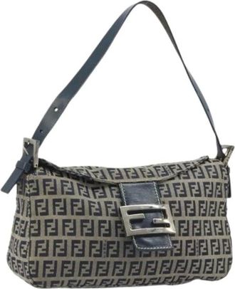 Fendi Pre-owned Vintage Zucchino Canvas Shoulder Bag - Femme - Pre-owned - Bleu - Taille: ONE Size
