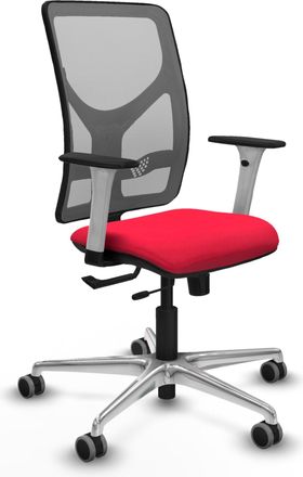 Piqueras y Crespo Roter Schreibtischstuhl mit wei&szlig;en und schwarzen Armlehnen, h&ouml;henverstellbare Lendenwirbelst&uuml;tze, ausgestattet mit Syncro/Traslack und Schneideschaum,
