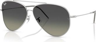 Ray-Ban Aviator Reverse Sonnenbrillen Silber Fassung Grau Glas 59-11