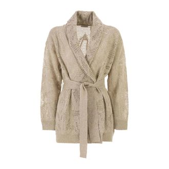 Brunello Cucinelli Knit Wrap Cardigan - - Knitwear - Damen - Beige - XS