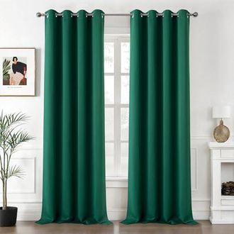 Miulee Rideaux occultants pour int&eacute;rieur 2 pi&egrave;ces 140 x 260 cm, rideau vert moderne pour salon, rideaux thermiques isolants pour int&eacute;rieur avec anneaux, ride