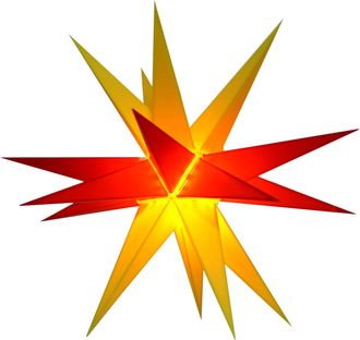 Guru Shop Melchior Outdoor II Zweifarbig Gelb/rot, Sehr Stabiler 3D Au&szlig;enstern &Oslash; 60 cm, mit 20 Spitzen, Inkl. 4 m Au&szlig;enkabel - Melchior Gelb/rot