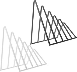 Aboofan 2 St&uuml;ck Eisen Dreieck B&uuml;cherregal Freistehend Multifunktionaler Desktop Organizer f&uuml;r Akten Zeitschriften und Teller Robustes Modernes Design Geeignet