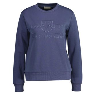GANT Damen REG Tonal Shield C-Neck Sweat Sweatshirt, Dusty Navy, 38