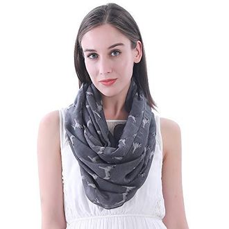 Lina & Lily snood &eacute;charpe tube &agrave; motif chien border terrier (Gris)