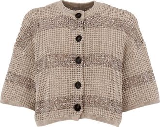Brunello Cucinelli Femme, Pulls, Beige, Taille: 38 FR Cardigans