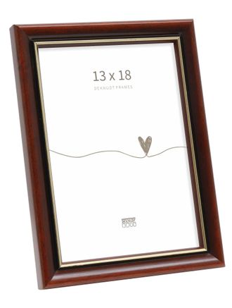 Deknudt Frames Bilderrahmen - Holz - Braun - Goldrand - f&uuml;r Fotoformat 13 x 18 cm - S407H2 - zum Aufstellen oder Aufh&auml;ngen