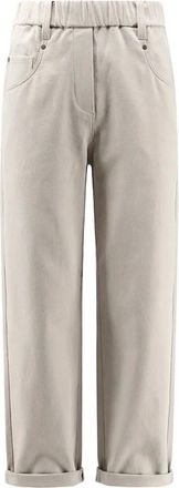 Brunello Cucinelli Femme, Pantalons, Beige, Taille: 34 FR Pantalon Cropped en Coton