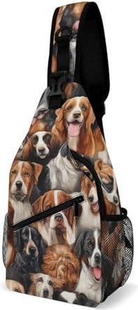 Generic Antivol Sacoche Homme Bandouliere Chiot berger husky aux cheveux dorés Sac Bandoulière Multifonction,Réglable Sac DEpaule pour Homme Cyclisme Femme