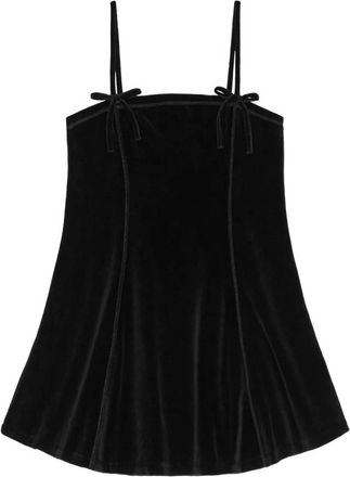 Ganni Samt-Minikleid mit Schleifendetail - Schwarz