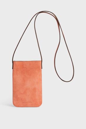 Gerard Darel Porte t&eacute;l&eacute;phone en cuir velours int&eacute;rieur m&eacute;tallis&eacute; - LADYPHONE - Blush