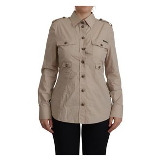 Dolce & Gabbana Beige Poplin Safari Hemd - - Blouses & Shirts - Damen - Beige - XL