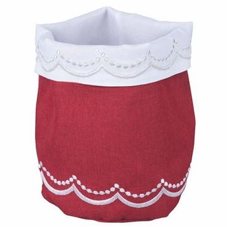 Villa D'Este Home Tivoli Brotkorb, rot mit silbernen Punkten, XMas