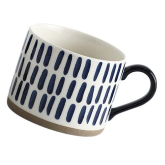 Valiclud Japanischer Handbemalter Keramikbecher mit Henkel Gro&szlig;e Porzellantasse f&uuml;r Milch Kaffee und Saft Breiter Trinkrand Komfortabler Griff Sp&uuml;lmaschinengee