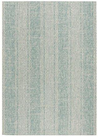 Safavieh Zeitgenössische Teppich für Wohnzimmer, Esszimmer, Schlafzimmer - Courtyard Collection, Kurzer Flor, Hellgrau und Aqua, 79 X 152 cm