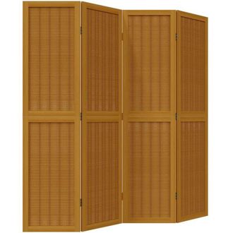 vidaXL Cloison de s&eacute;paration 4 panneaux marron bois paulownia massif vidaXL