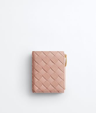 Bottega Veneta Portefeuille &agrave; deux volets Intrecciato petit format - Rose - Femme - Unisex