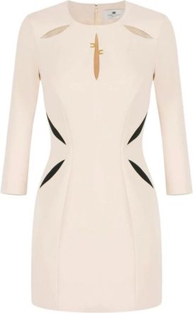 Elisabetta Franchi Femme, Robes, Beige, Taille: 42 FR Mini-robe avec d&eacute;coupes bicolores