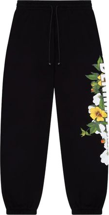 Denim Tears floral-detail logo-print track pants - Schwarz