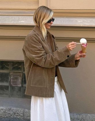 NA-KD Veste imitation daim avec poche - Beige-Neutral