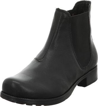Think Damen Denk chromfrei gegerbte nachhaltige Chelsea-Boots, 0050 SCHWARZ, 36 EU