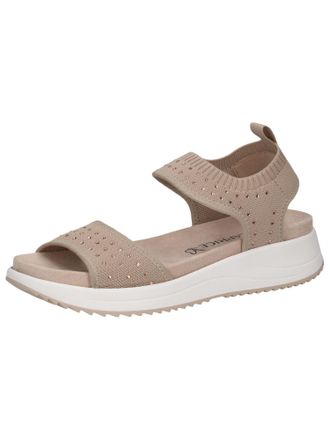 Caprice Damen Sandalen flach zum Schlupfen mit Glitzerdetails, Beige (Sand Knit), 37 EU