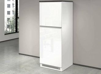 Dmora Küchenschrank Plinio, Mehrzweckschrank, Küchenzeile Schrank, Multifunktionales Kühlregal, 100% Made in Italy, 60 x 60 x 165 cm, glänzendes Weiß und Sc