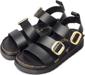 Yokono Sandales Plates en Cuir pour Femme TUNEZ-127 Noir | Chaussures pour Femme Printemps-Été | Cuir de Vache 100% | Semelle de 2 CM